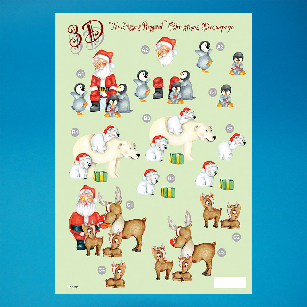 3D - Die Cut - Christmas Polar Bears, Rudolf & Penguin| Craftzone Australia