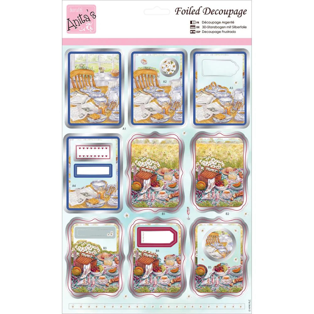 3D Die-cut sheets - ANITA'S A4 FOILED DECOUPAGE SHEET - COUNTRY PICNIC ...