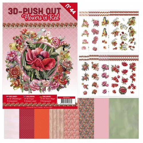 3D Push Out Book No 44 - Flowers in red| Craftzone Australia