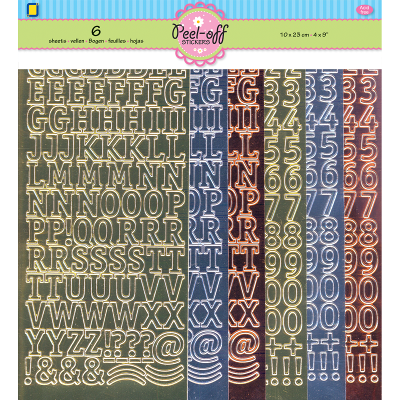 Peel-Off Stickers - 6-pack peel-off sticker set Alphabet & numbers ...