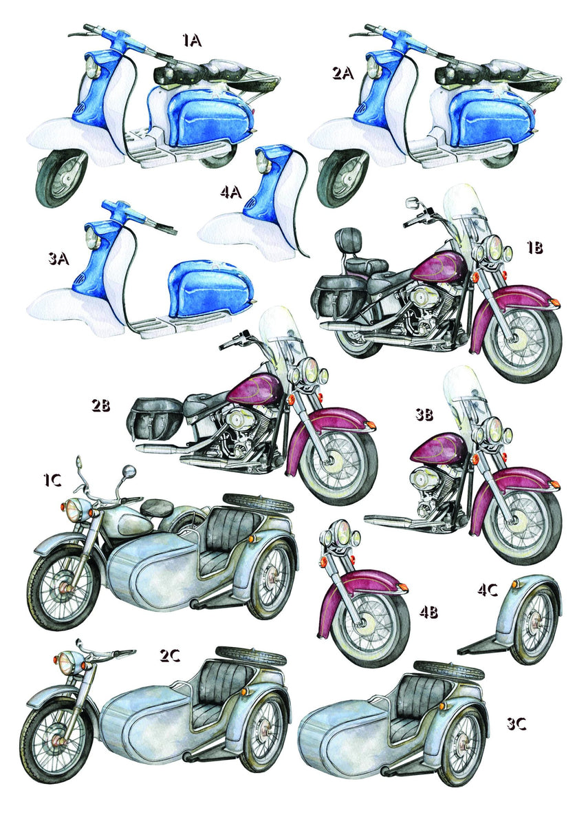 3D - Die Cut - MENS DECOUPAGE SCOOTER ‘MOTORBIKES’| Craftzone Australia