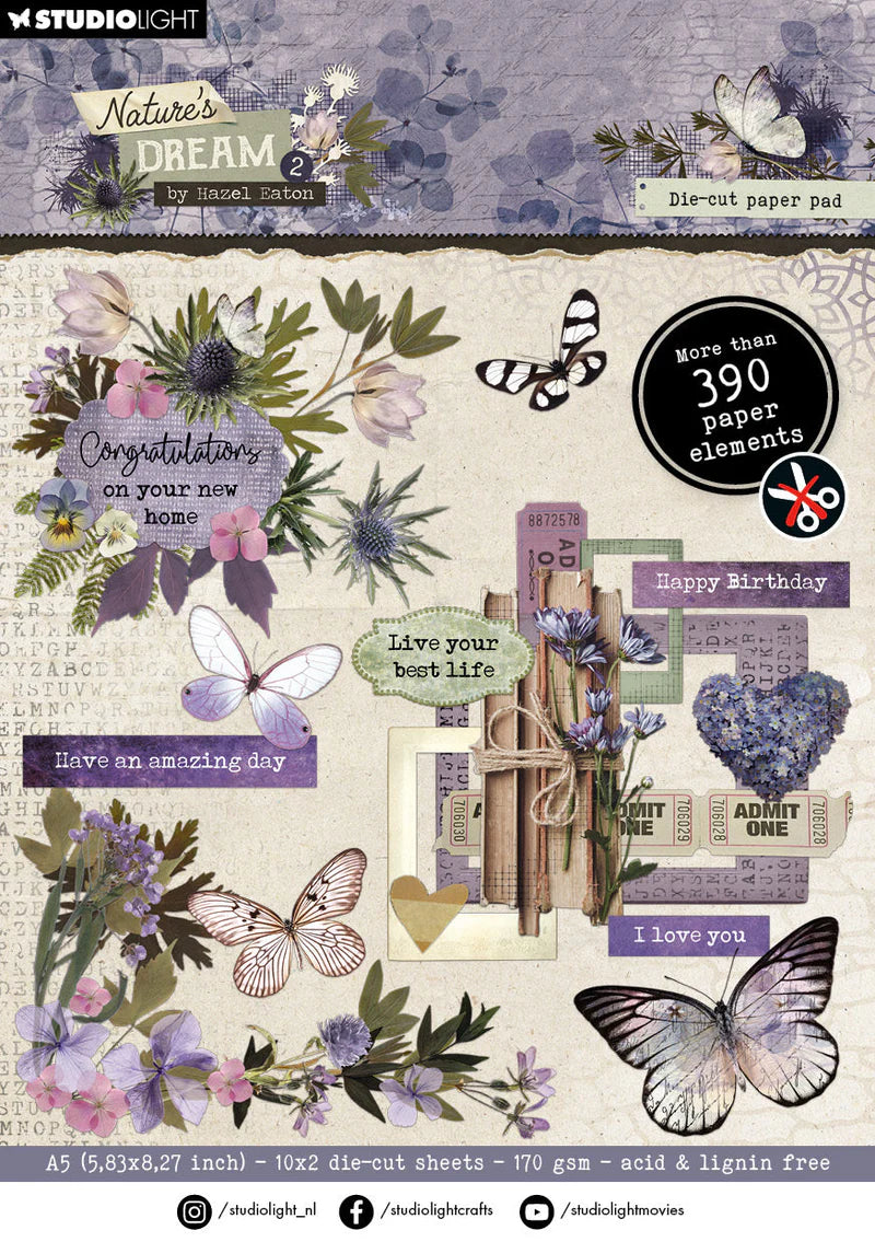 Studio Light • Hazel Eaton - Nature's Dream A5 Die-cut Paper Pad ...