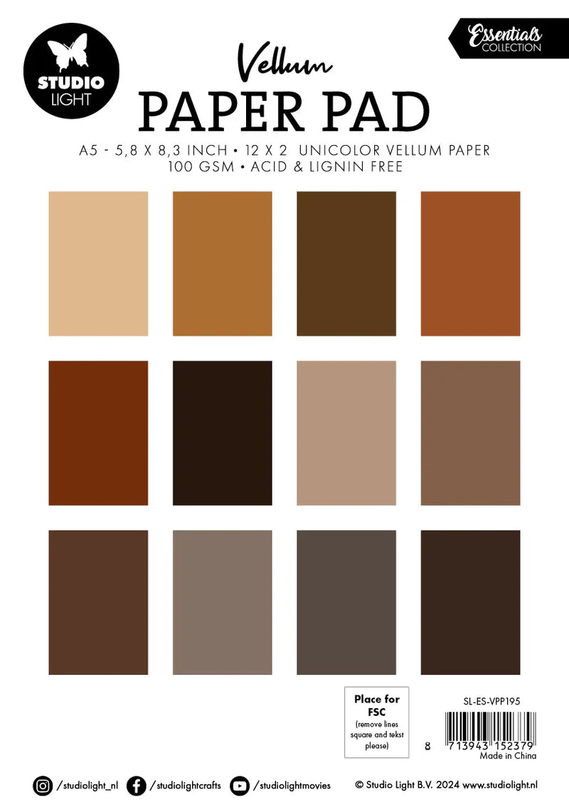 Studio Light • Essentials Vellum/Parchment/Pergamano Paper Pad Shades ...