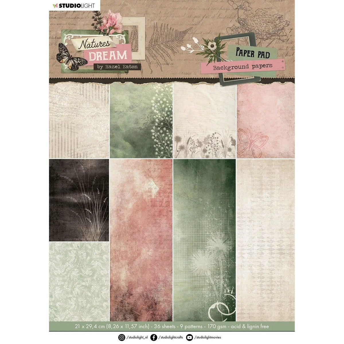 Studio Light - Natures Dream Collection - Paper Pad Background Papers ...