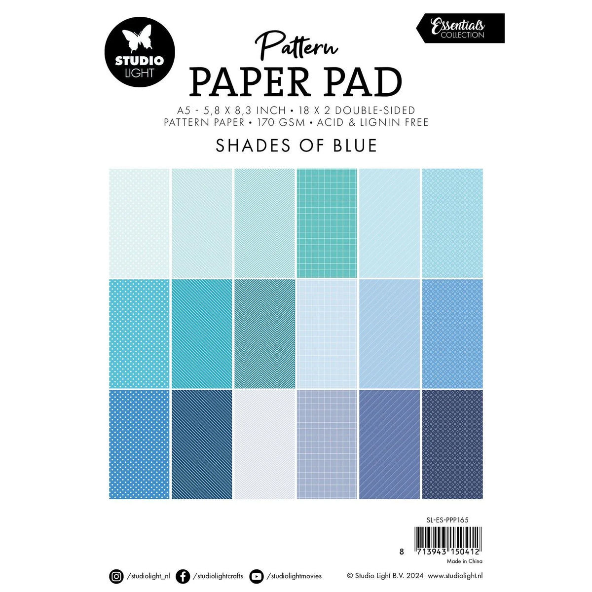 Studio Light • Essentials Pattern Paper Pad Shades Of Blue| Craftzone ...