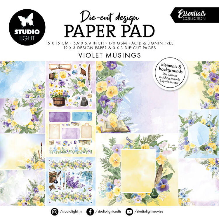 Studio Light - Essentials - 15 X 15 cm Die-cut Design Paper Pad - Viol ...