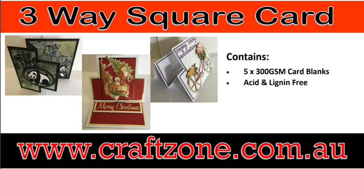 Craftzone - Pre Scored Cards - 3 Way Square Card pkt 5| Craftzone Australia